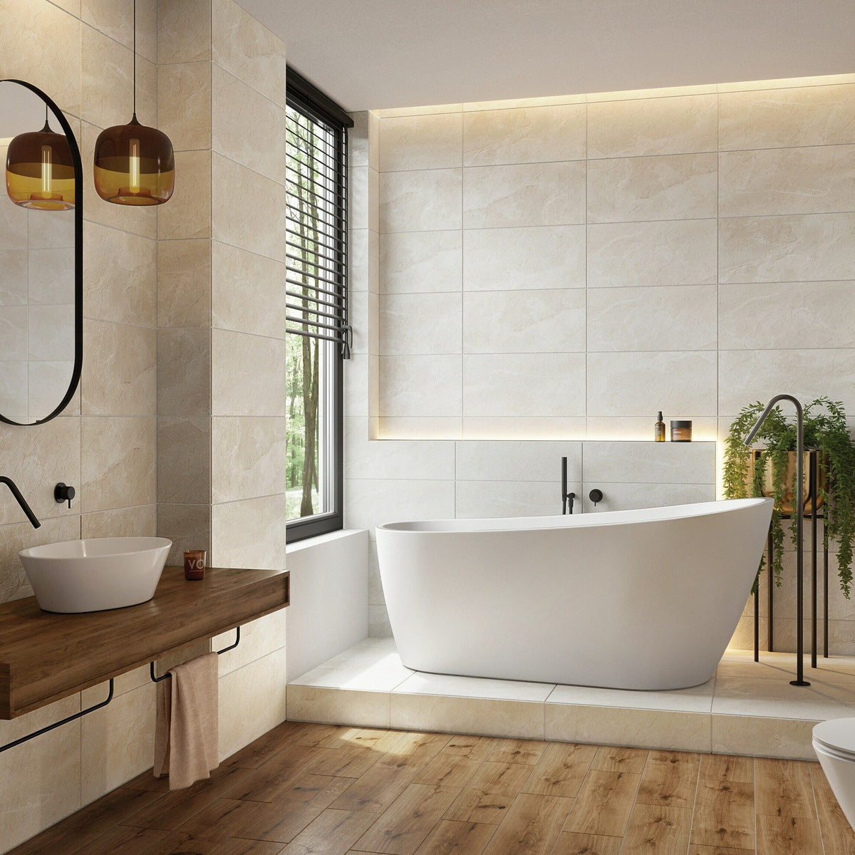 Ark Slate Ivory Honeycomb Stone Effect 30x60cm Porcelain Wall and Floo ...