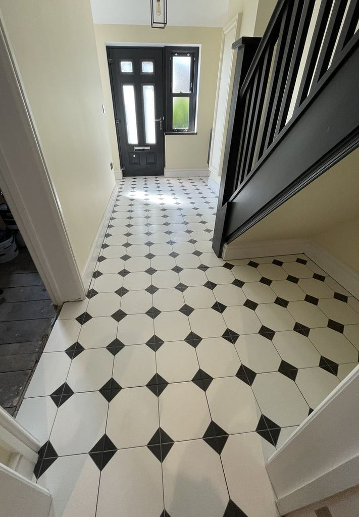 Black and White Traditional Diamond Pattern Ceramic Wall and Floor Til ...