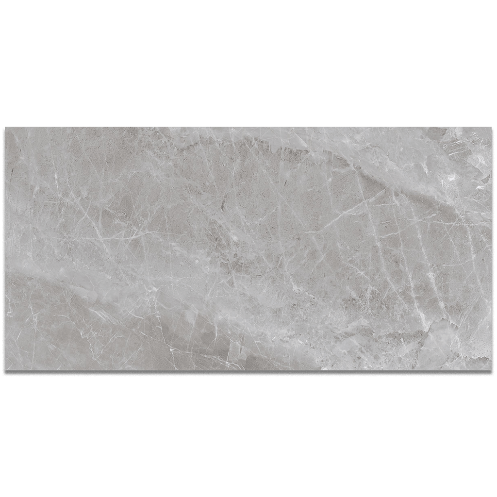 Grey Stone Effect Polished Porcelain XL 60x120cm Wall & Floor Tile ...