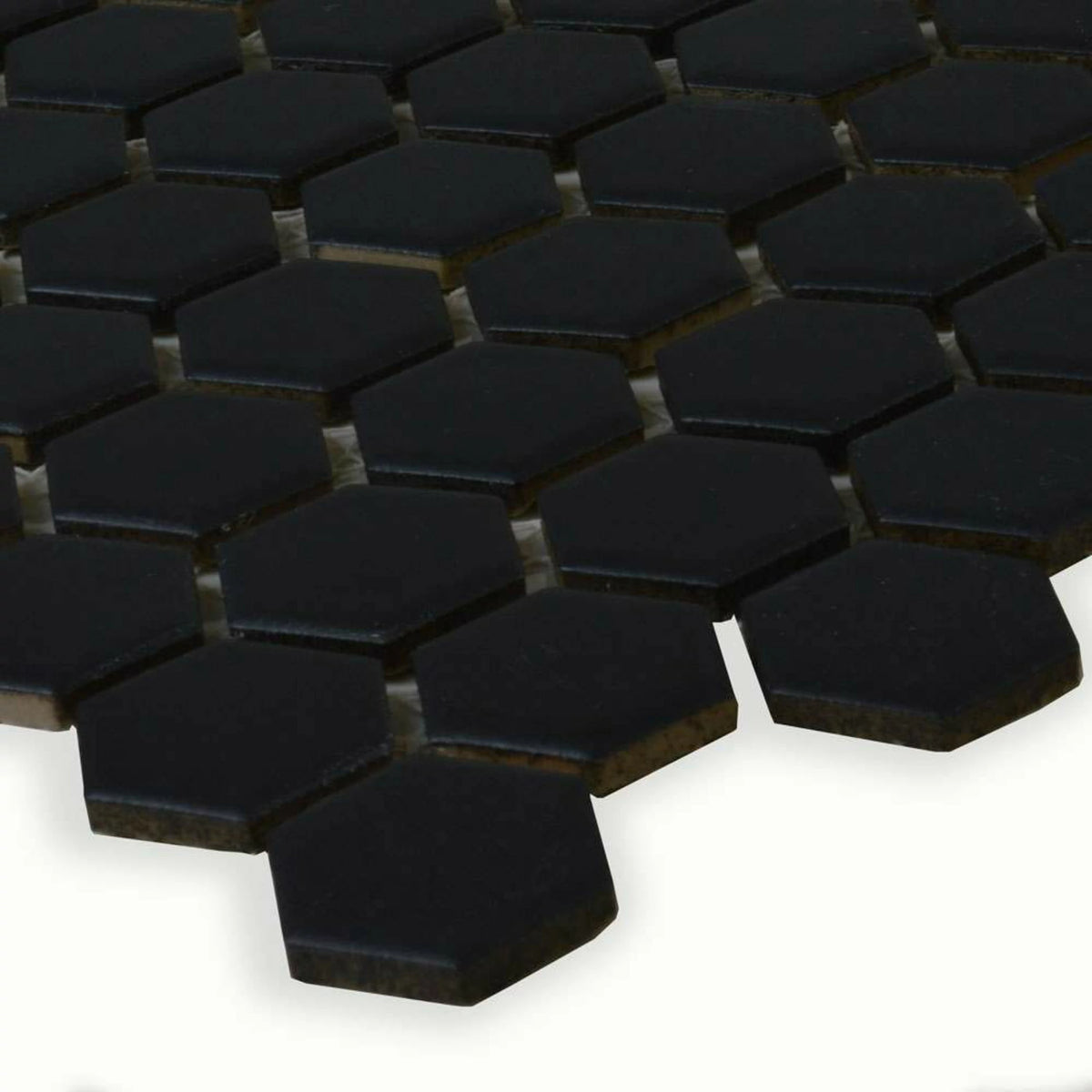 Eterna Hexagon Piccolo Black Matt Mosaic Wall and Floor Porcelain Tile ...