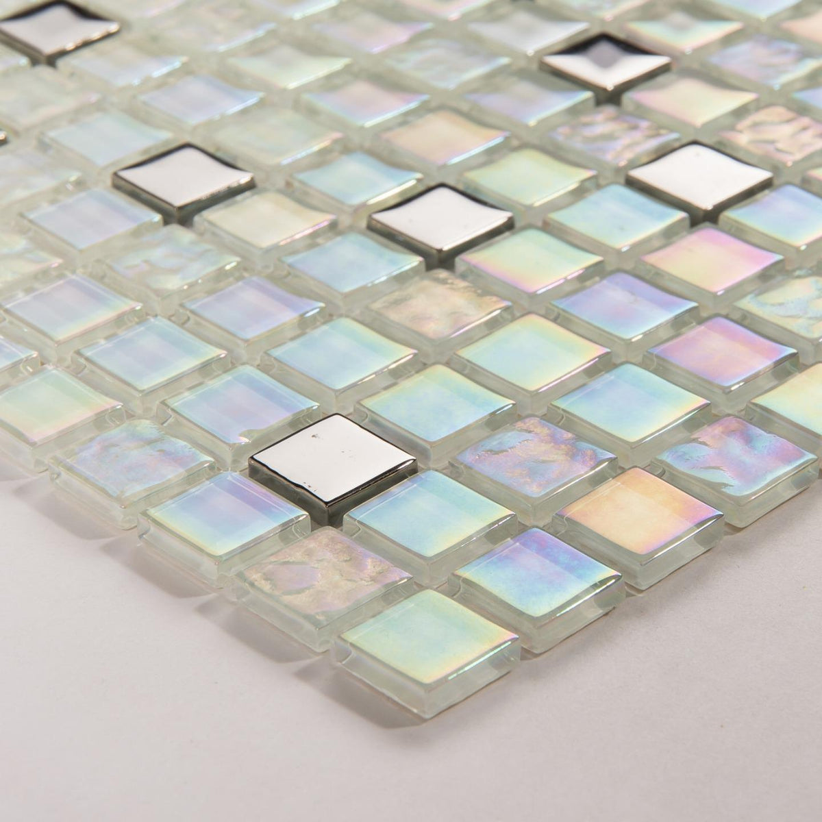 Fairy White Shimmer Glass Square Mosaic Wall Tile – Premium Tiles