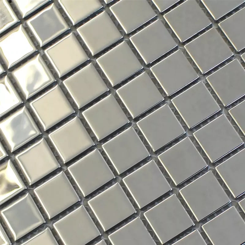 Metallica Silver Glass Square Wall Mosaic Tile – Premium Tiles