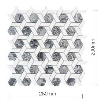 Meteorite Hexagon Authentic White and Grey Marble Mosaic Wall and Floo ...