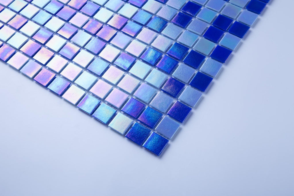 Ocean Blue and White Glass Square Wall Mosaic Tile – Premium Tiles