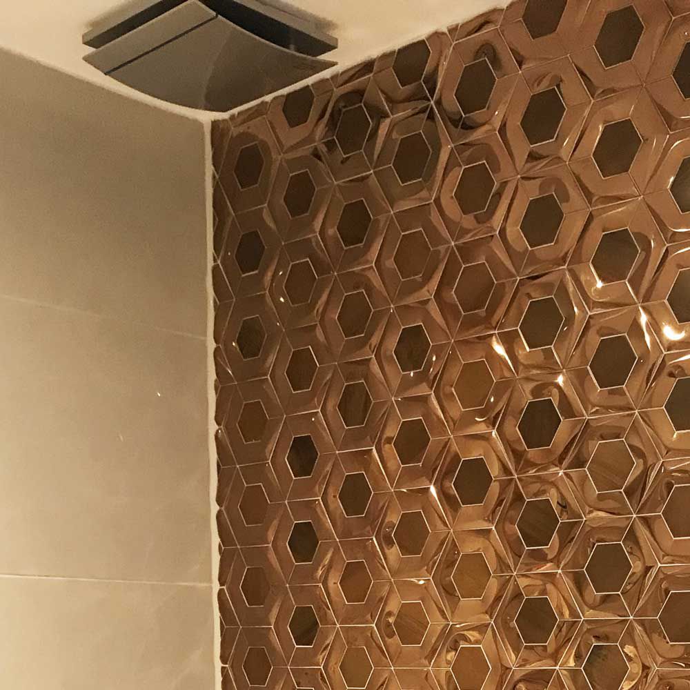 Rose Gold and Copper Bronze Hexagon Mosaic Wall Tile – Premium Tiles