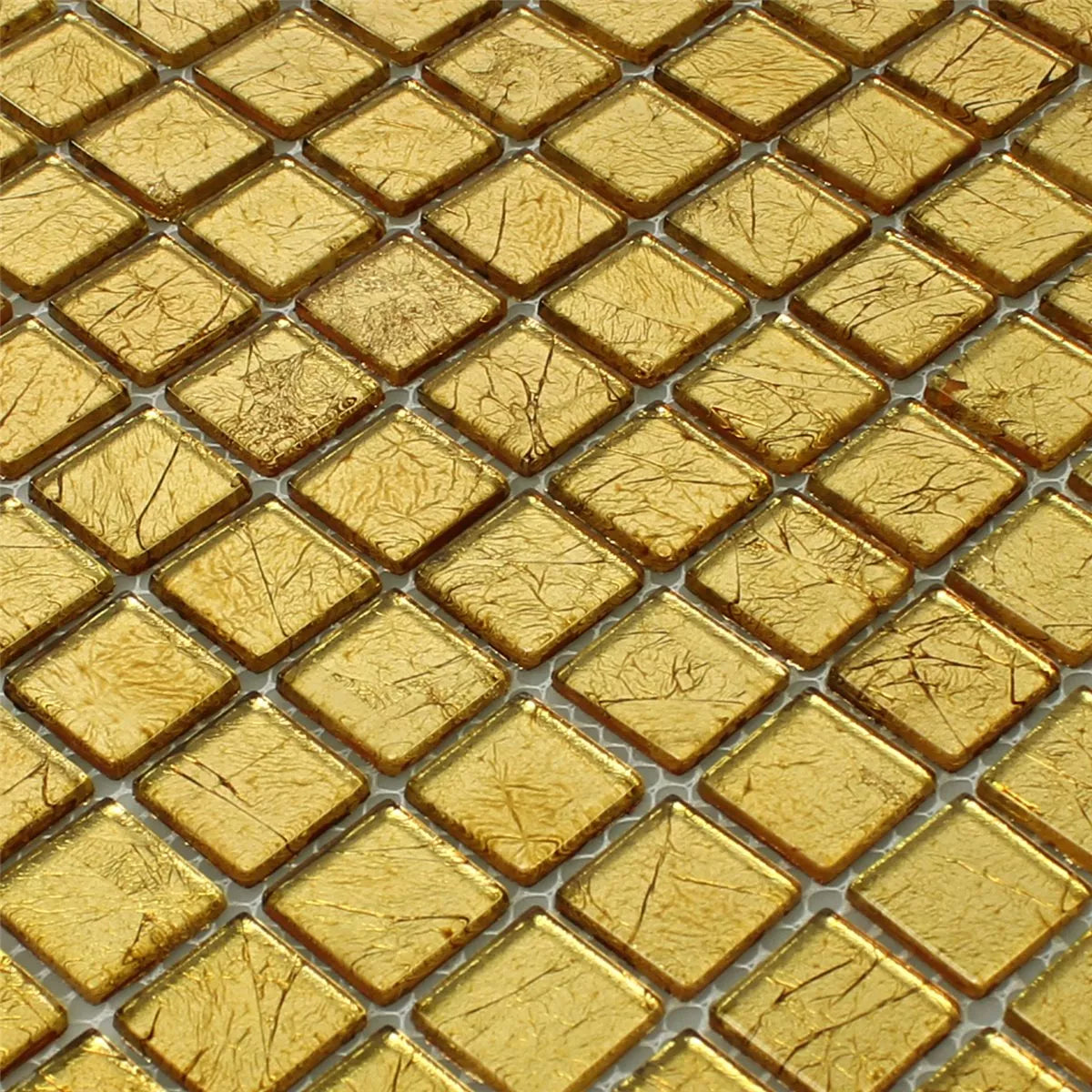 Slim Golden Square Gold Glass Mosaic Wall and Floor Tile – Premium Tiles
