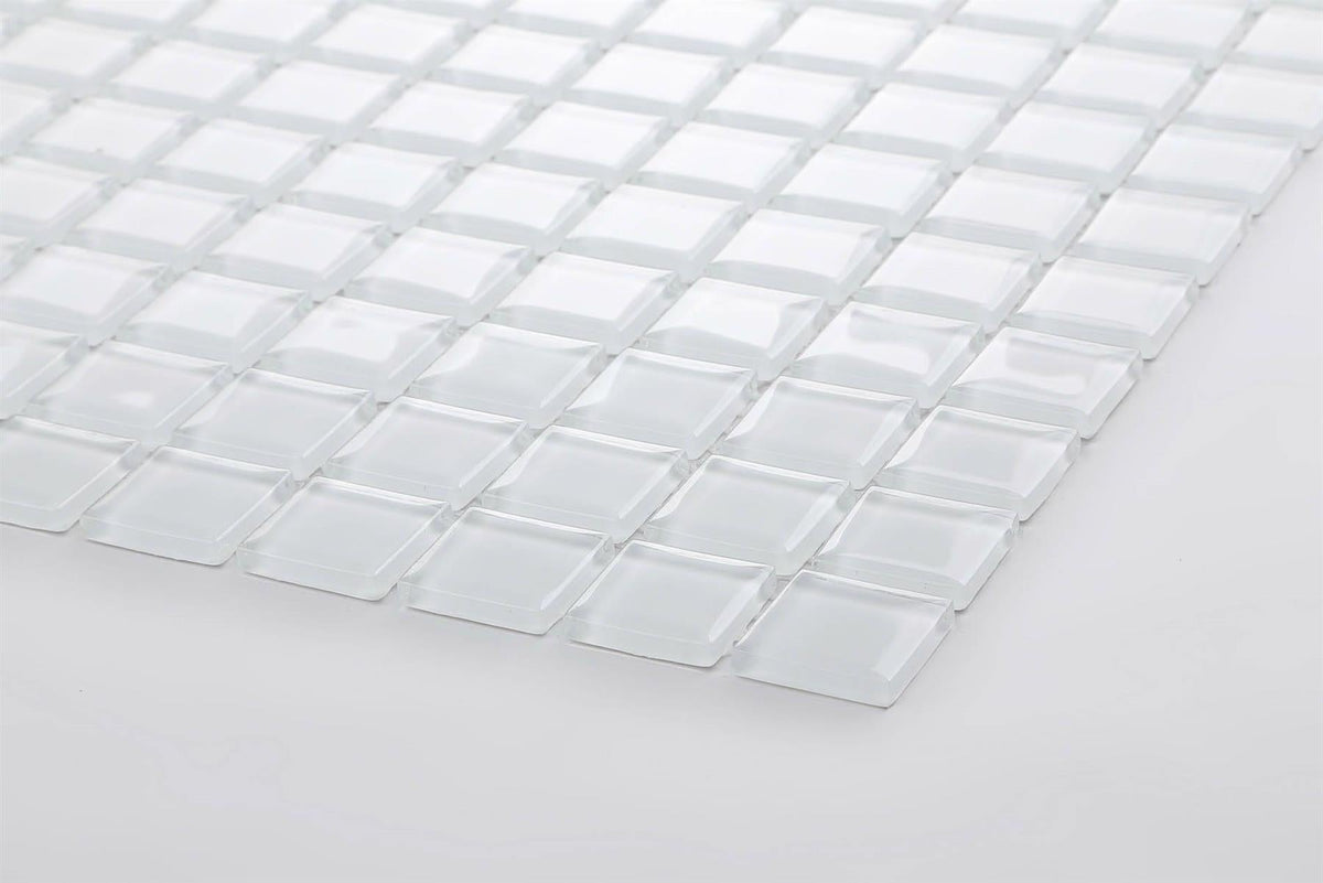 Snow White Plain Square Glass Mosaic Wall Tile – Premium Tiles