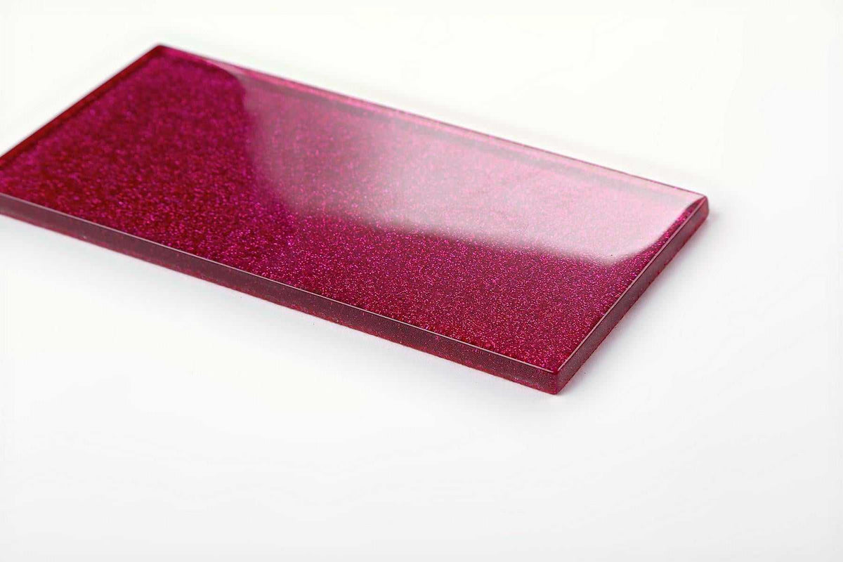 Sparkle Pink Glitter Glass Metro 7.5x15cm Wall Tile – Premium Tiles