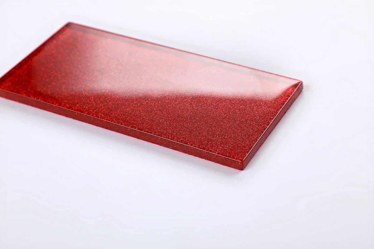 Sparkle Red Glitter Glass Metro 7.5x15cm Wall Tile – Premium Tiles