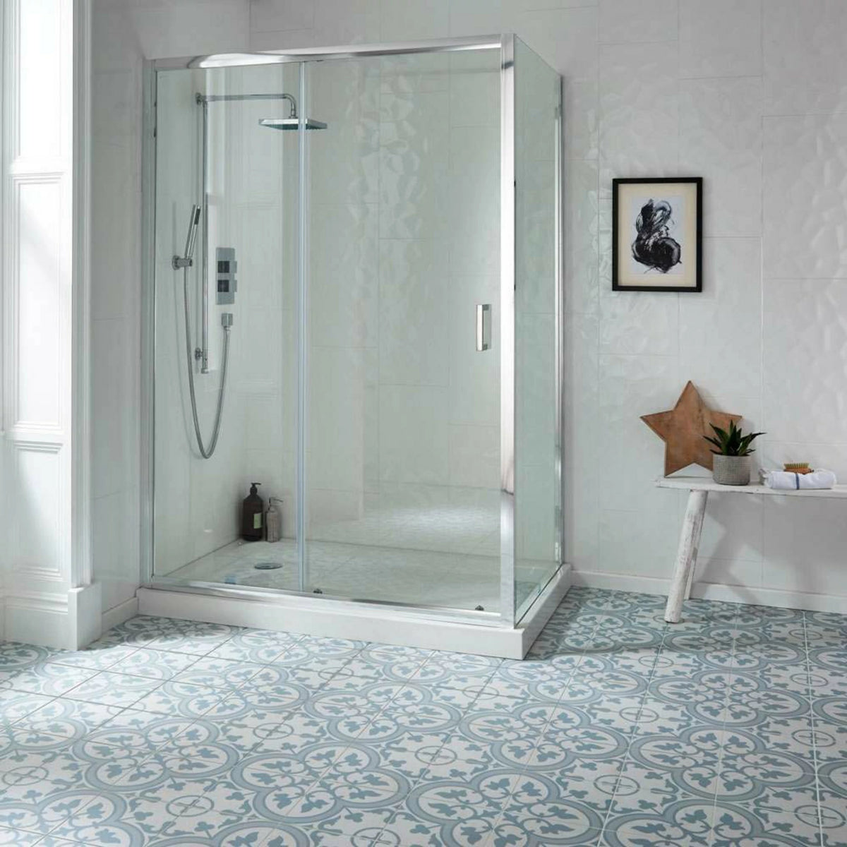 Victorian Henley Light Blue Pattern Ceramic Wall and Floor Tile ...