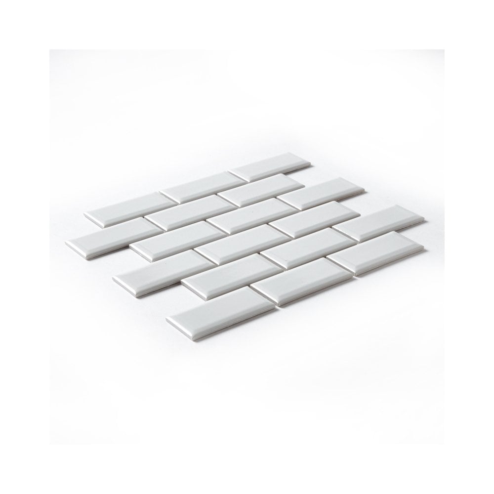 White Bevelled Metro Ceramic Mosaic Wall Tile – Premium Tiles