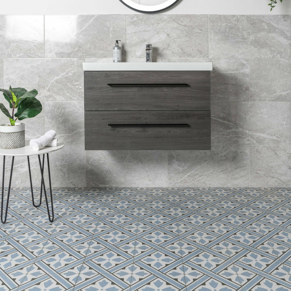 Mr Jones Blue Pattern Wall and Floor 45x45cm Tile – Premium Tiles