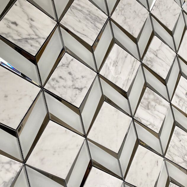 Chevron Diamonds Grey and Silver Marble Mosaic Tiles – Premium Tiles