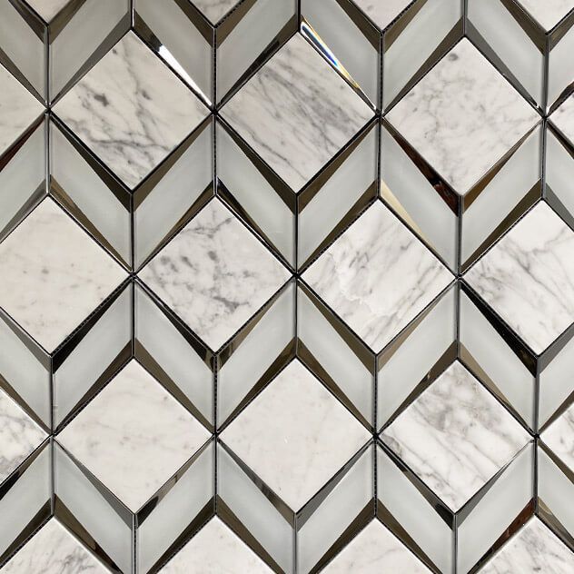 Chevron Diamonds Grey and Silver Marble Mosaic Tiles – Premium Tiles