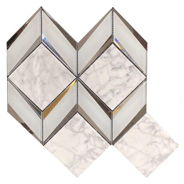 Chevron Diamonds Grey and Silver Marble Mosaic Tiles – Premium Tiles